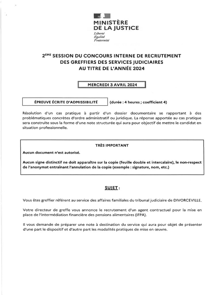 Epreuve 1 Interne Greffier 2024B | PDF
