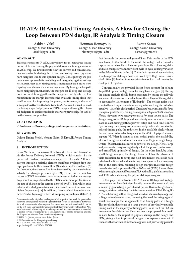 2019 ASP-DAC AVakil IR-ATA IR Annotated Timing Analysis A Flow For ...