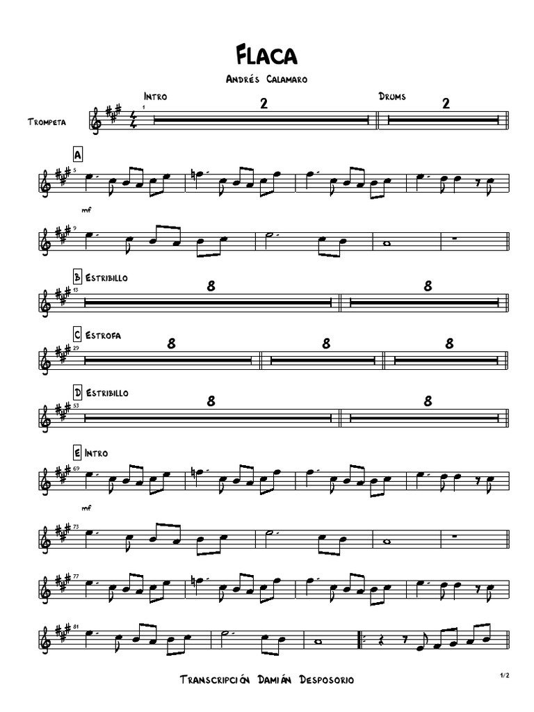 Flaca - Andrés Calamaro Trompeta | PDF