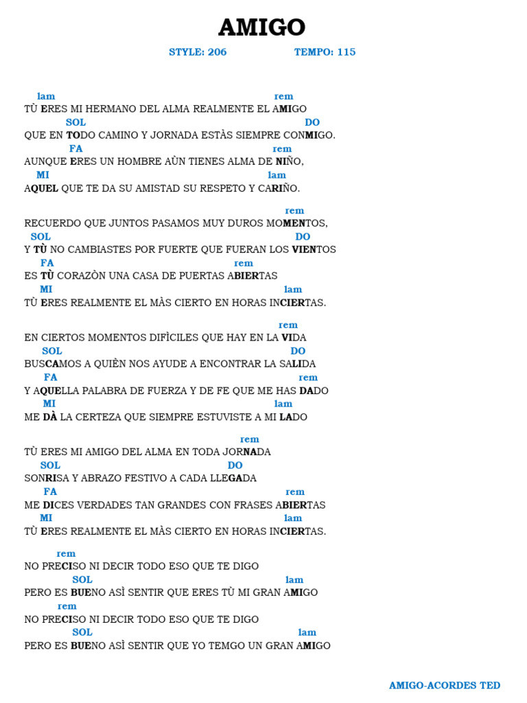 Amigo Acordes Ted | PDF
