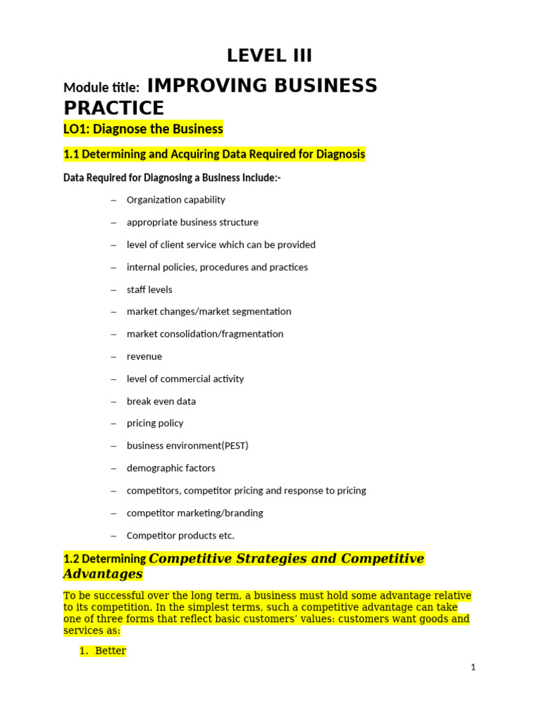 Level III Improving Business Practice | PDF | Brand | Sales
