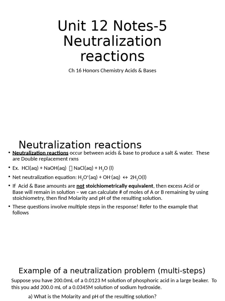 U12 Notes-5 Neutralizations HChem | PDF