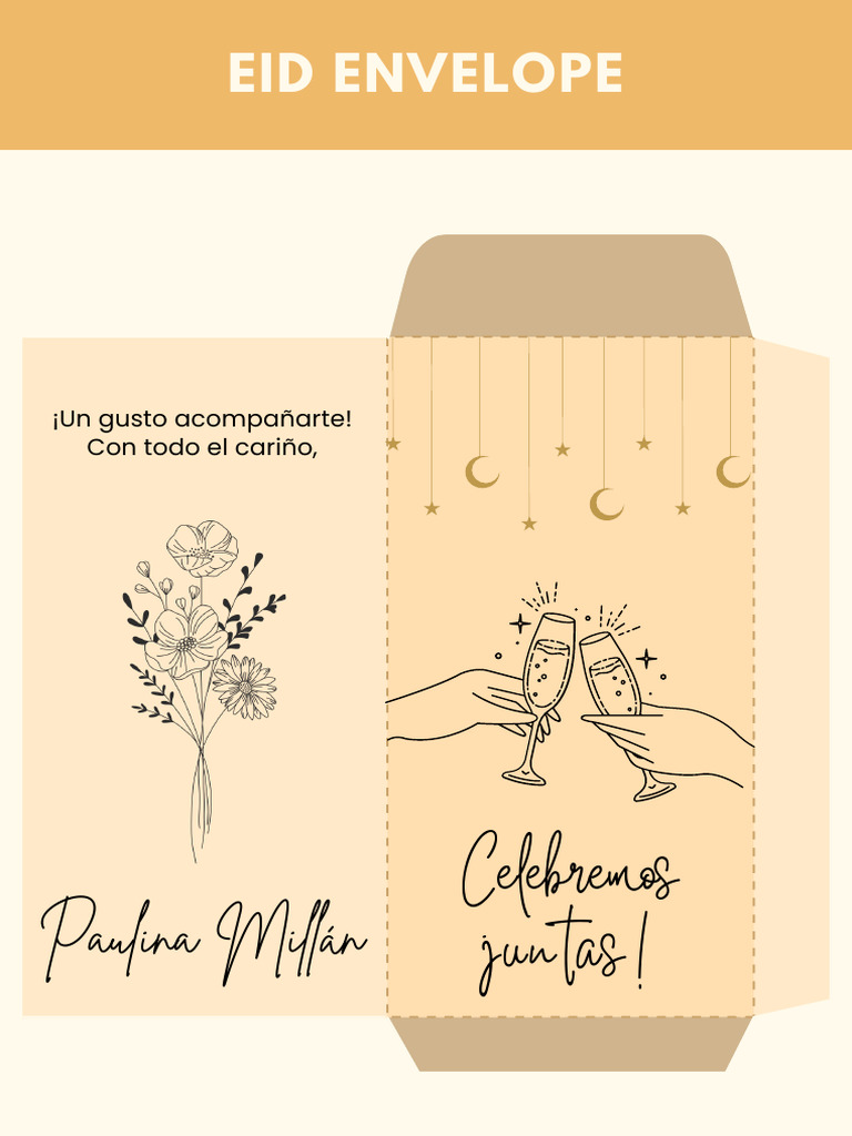Yellow Gold Classic Eid Envelope A4 Document | PDF