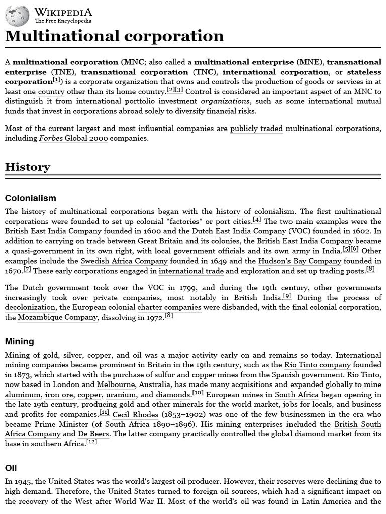 Overview of Multinational Corporations | PDF | Multinational ...