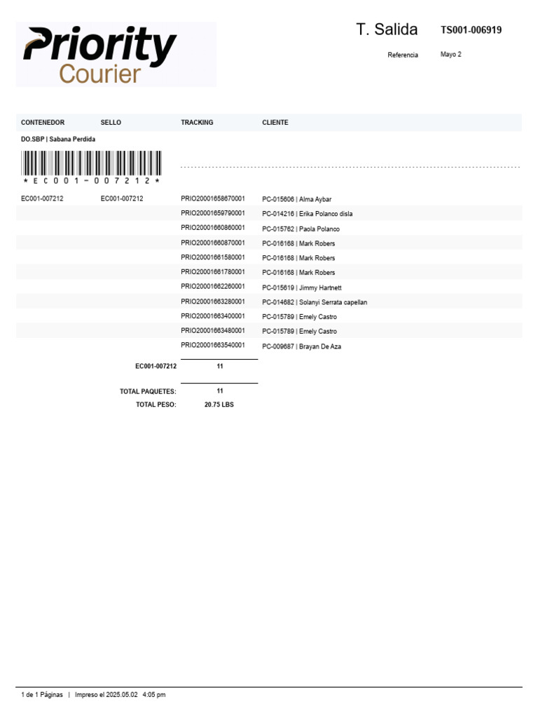 Trans. Sabana Perdida May. 2 | PDF