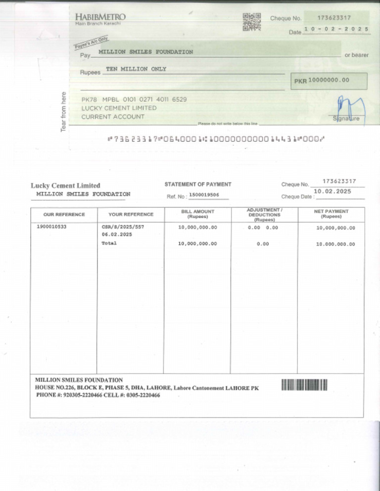 3rd Tranche CHQ Copy of 10M Mar 2025 | PDF