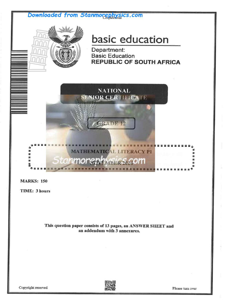Maths Literacy Grade 12 P1 Memo Nov 2024 | PDF | Quartile