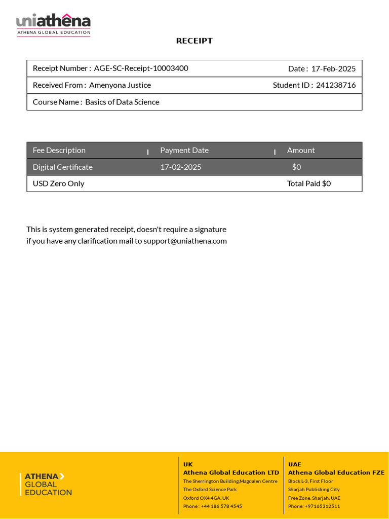 AGE SC Receipt 10003400 - Receipt | PDF