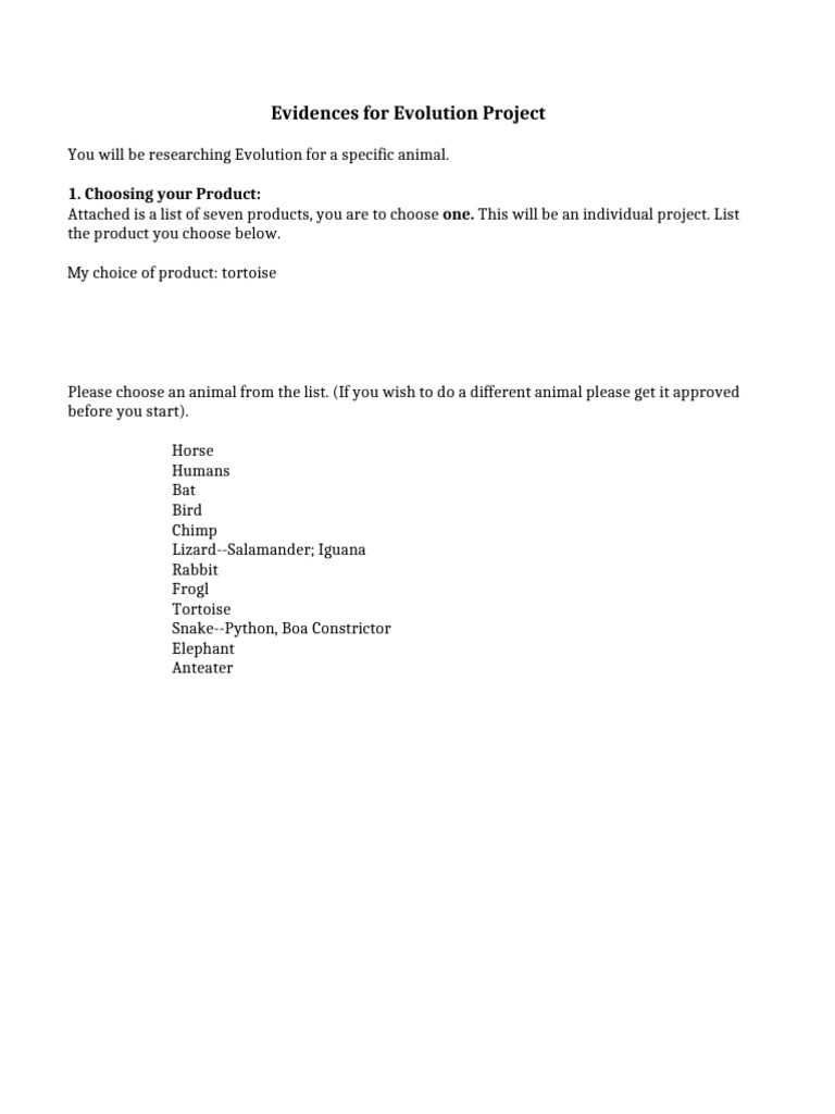 25 Evidences For Evolution Project | PDF | Turtle | Biological Evolution