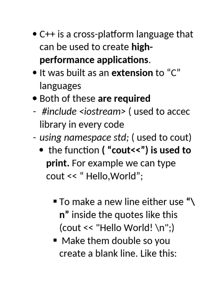 C++ Intro Summary | PDF