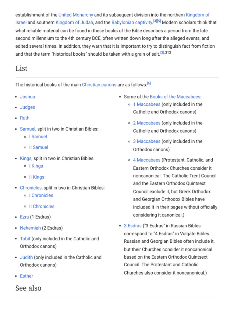 Historical Books of the Bible Explained | PDF | Biblical Canon | Bible