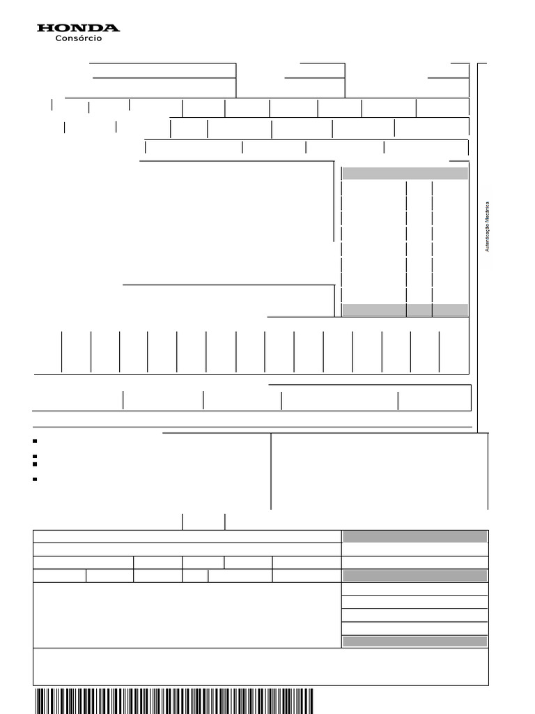 Recibo Do Sacado: CONSORCIO NACIONAL HONDA - CNPJ 45.441.789/0001-54 ...