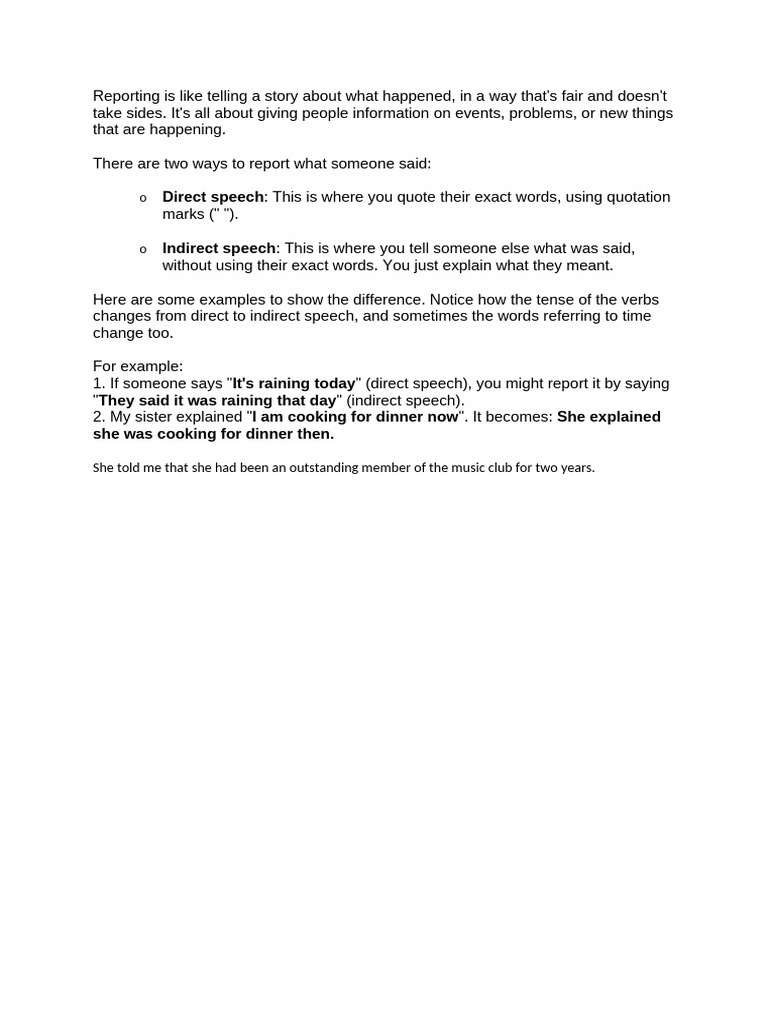 Reporting Is Like Telling A Story About What Happened | PDF