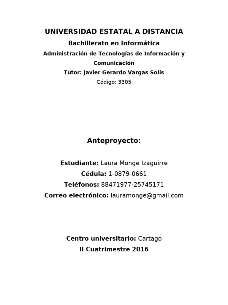 LauraMonge Anteproyecto | PDF | Software | Tecnología de información y comunicaciones