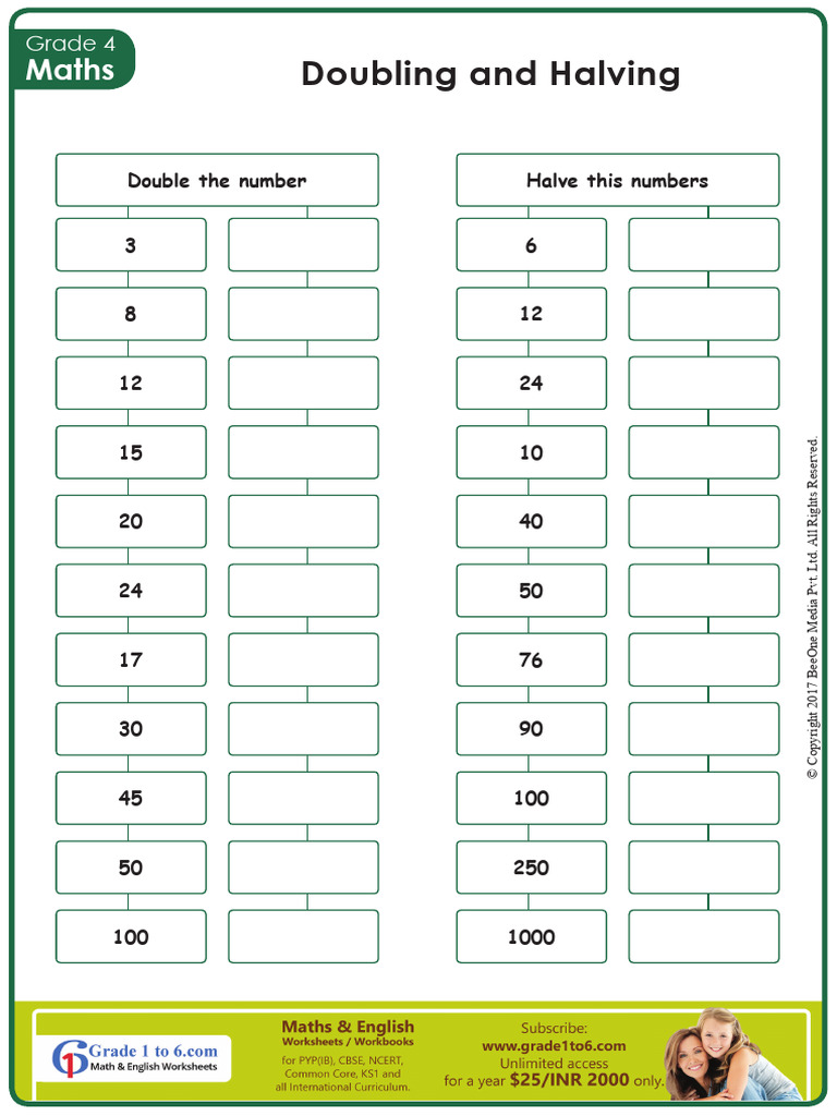Doubling and Halving for Grades 4-5 | PDF