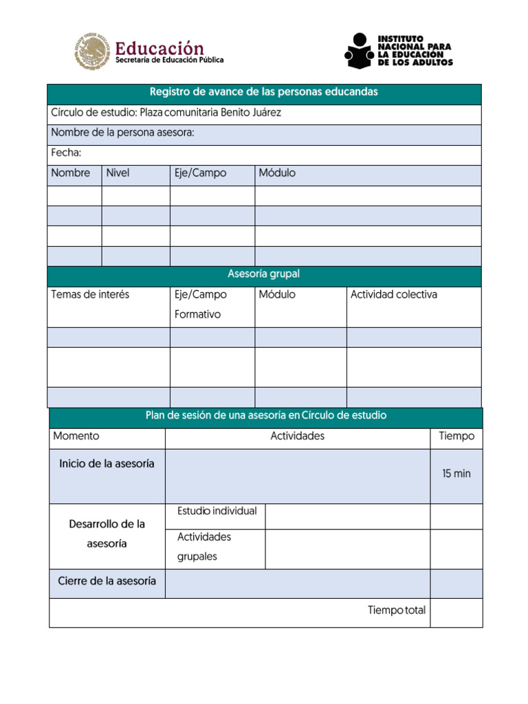 Registro de Avance de Las Personas Educandas | PDF