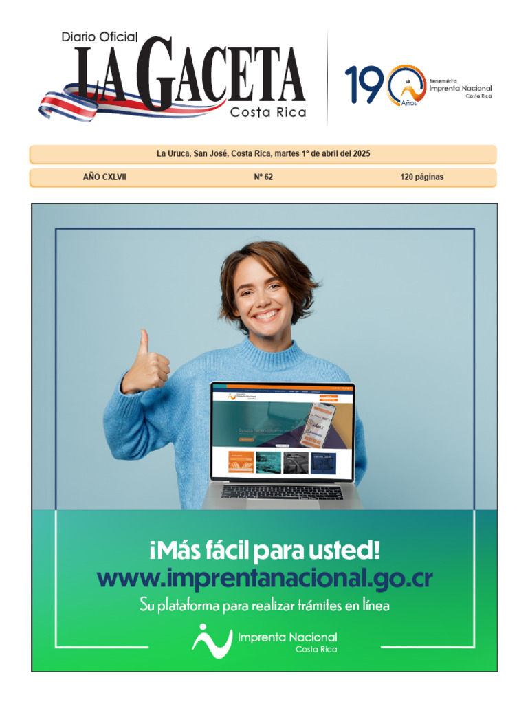 Gaceta 62 Del 01-04-2025 | PDF | Empleo | Costa Rica