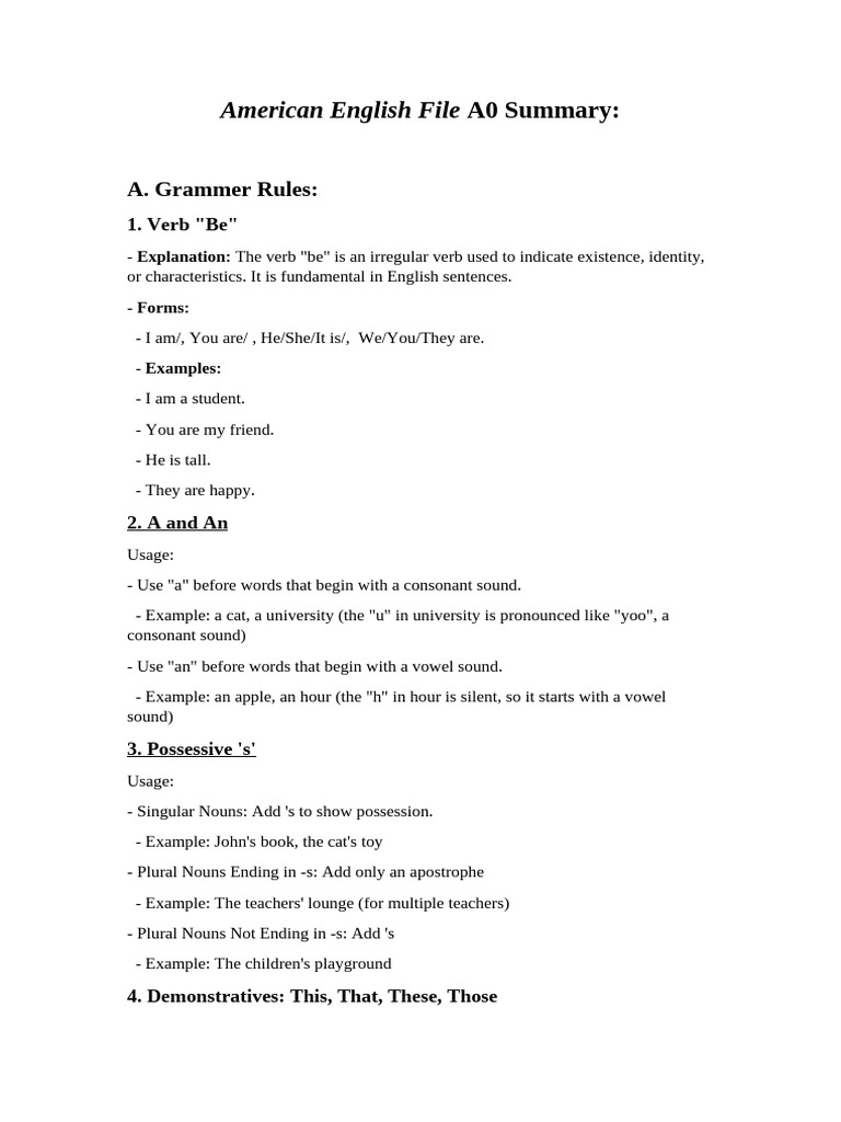 American English File A0 Overview | PDF | Verb | Stress (Linguistics)