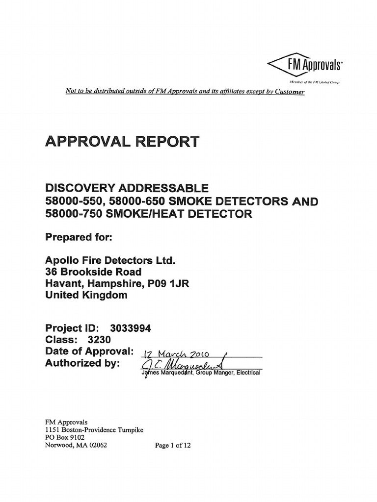 Approval Report FM 3230 | PDF