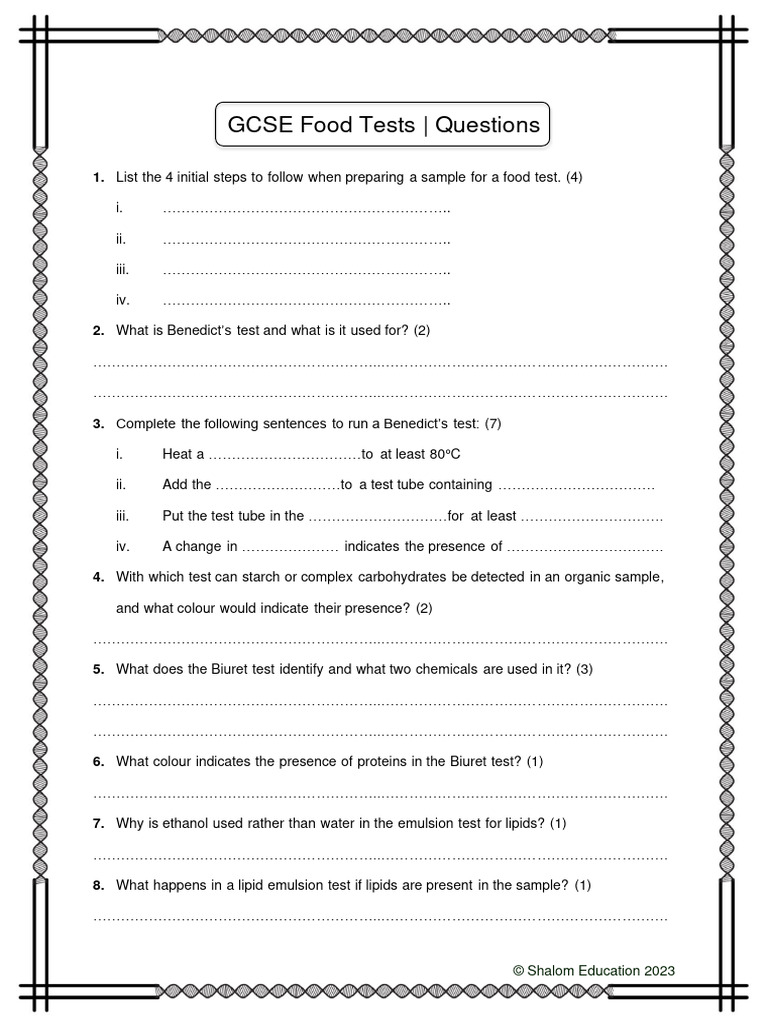 GCSE Food Tests: Practical Questions | PDF | Chemical Substances ...