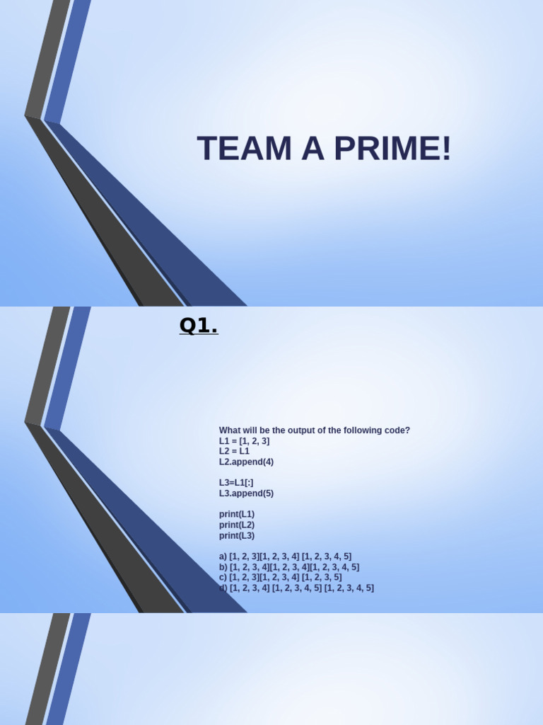 Team A Prime! Quiz Questions (V) | PDF