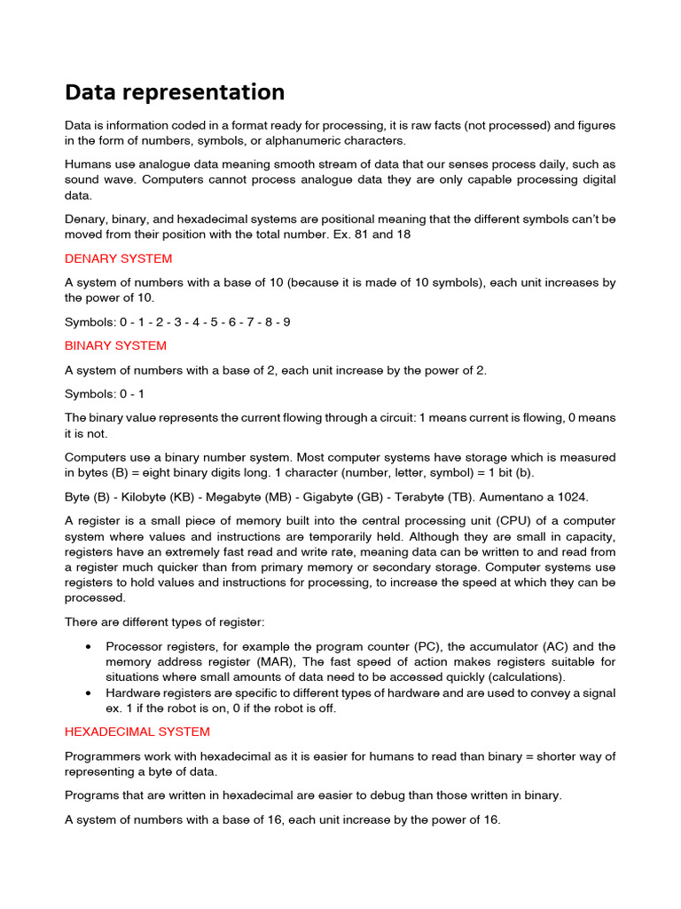 Understanding Data Representation Systems | PDF | Byte | Data Compression