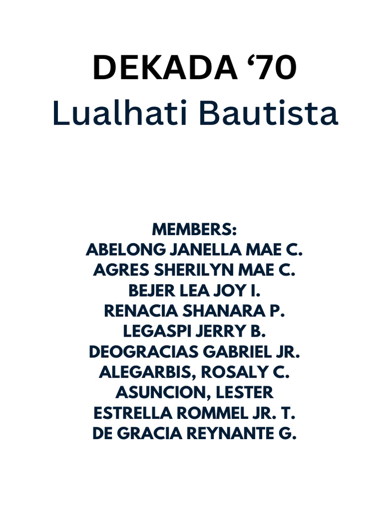Ang Dekada '70 Ay Isang Makapangyarihang Nobela Na Isinulat Ni Lualhati ...