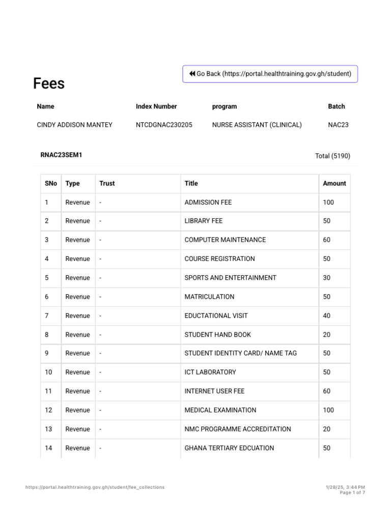 FeeCollections - HTI Portal | PDF | Midwifery | Nursing
