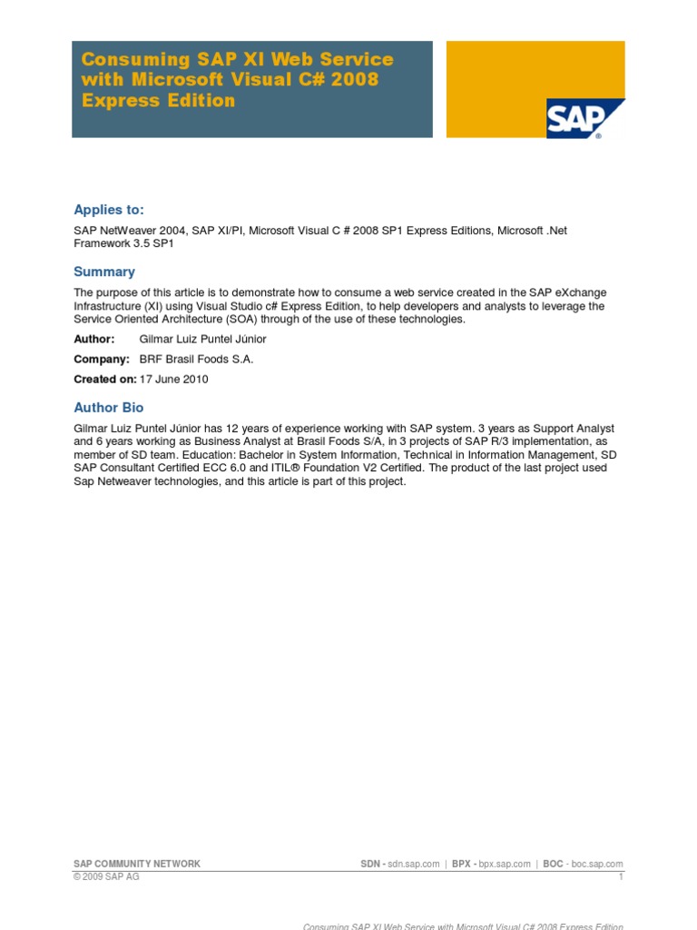 Consuming SAP XI Web Service With Microsoft Visual C# 2008 Express ...