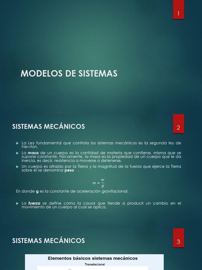 Modelos de Sistemas | PDF | Masa | Fuerza