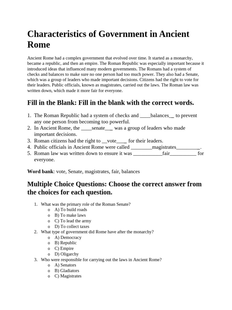 Characteristics of Government in Ancient Rome | PDF | Ancient Rome ...