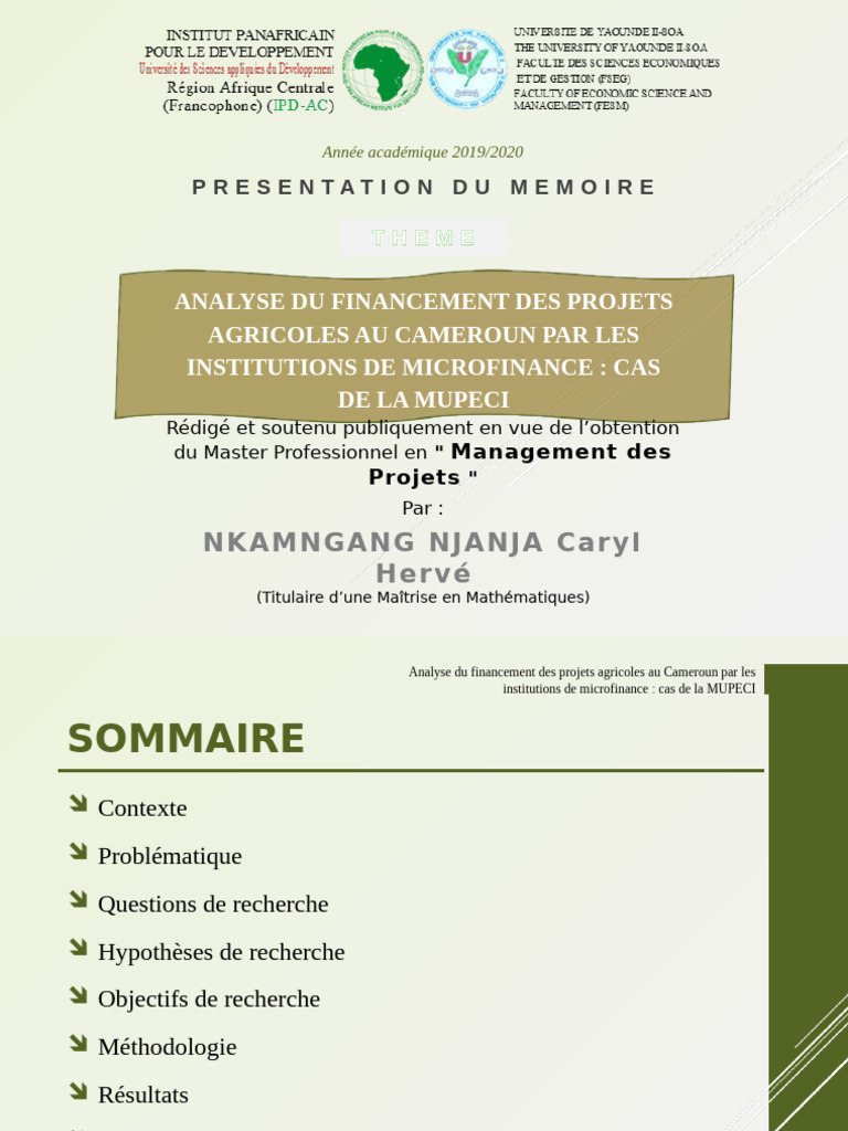 Financement agricole au Cameroun : MUPECI | PDF | La microfinance ...