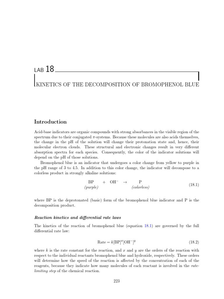Kinetics of Bromophenol Blue Decomposition | PDF | Reaction Rate ...