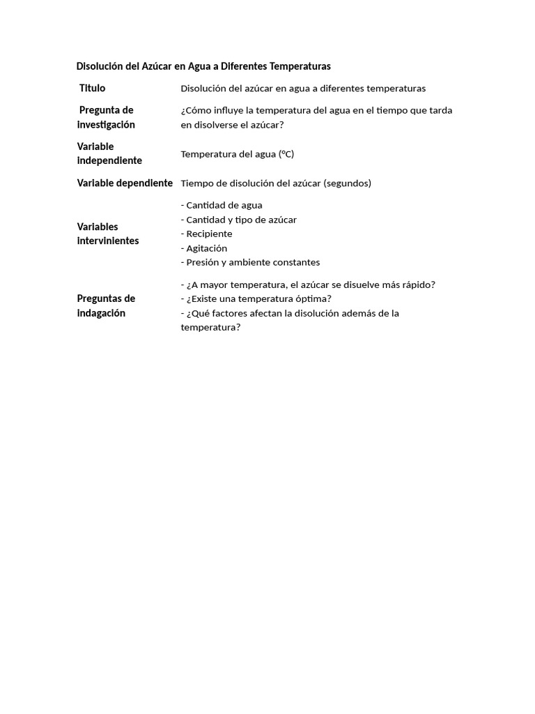 Disolucion Del Azucar | PDF