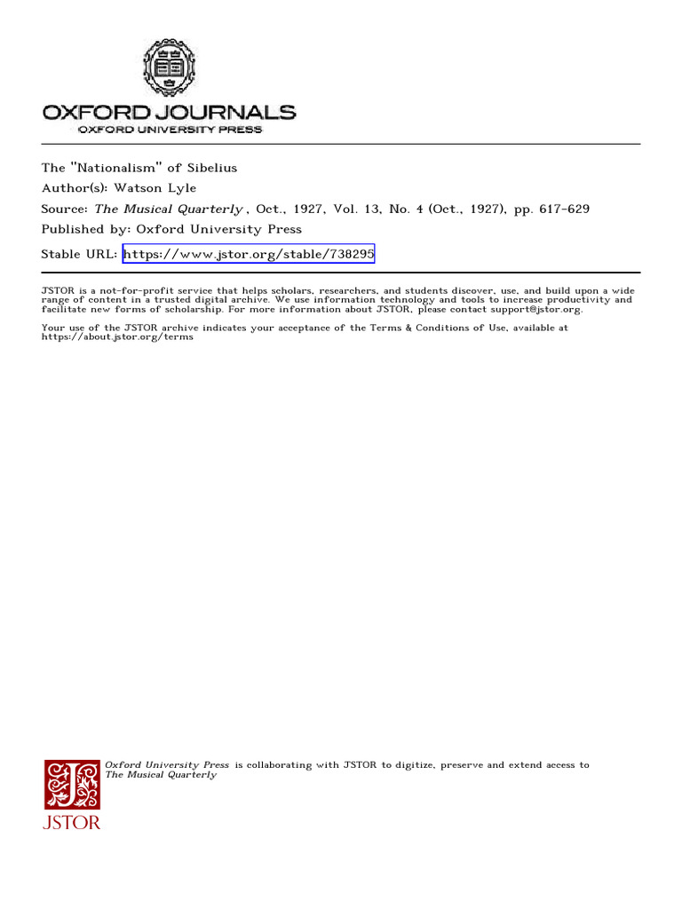 Lyle NationalismSibelius 1927 | PDF | Tempo | Musicology