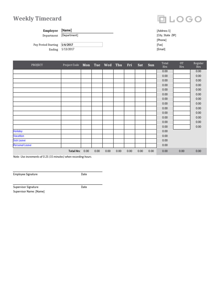 Weekly Timecard by Project | PDF | Welfare State | Employee Relations