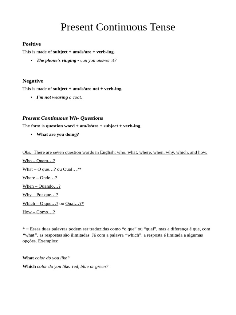 Aula 1 - Present Continuous | PDF | Semantic Units | Language Mechanics