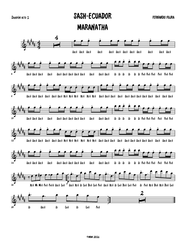 SASH ECUADOR MARANATHA EN SAXOFON ALTO 1 | PDF