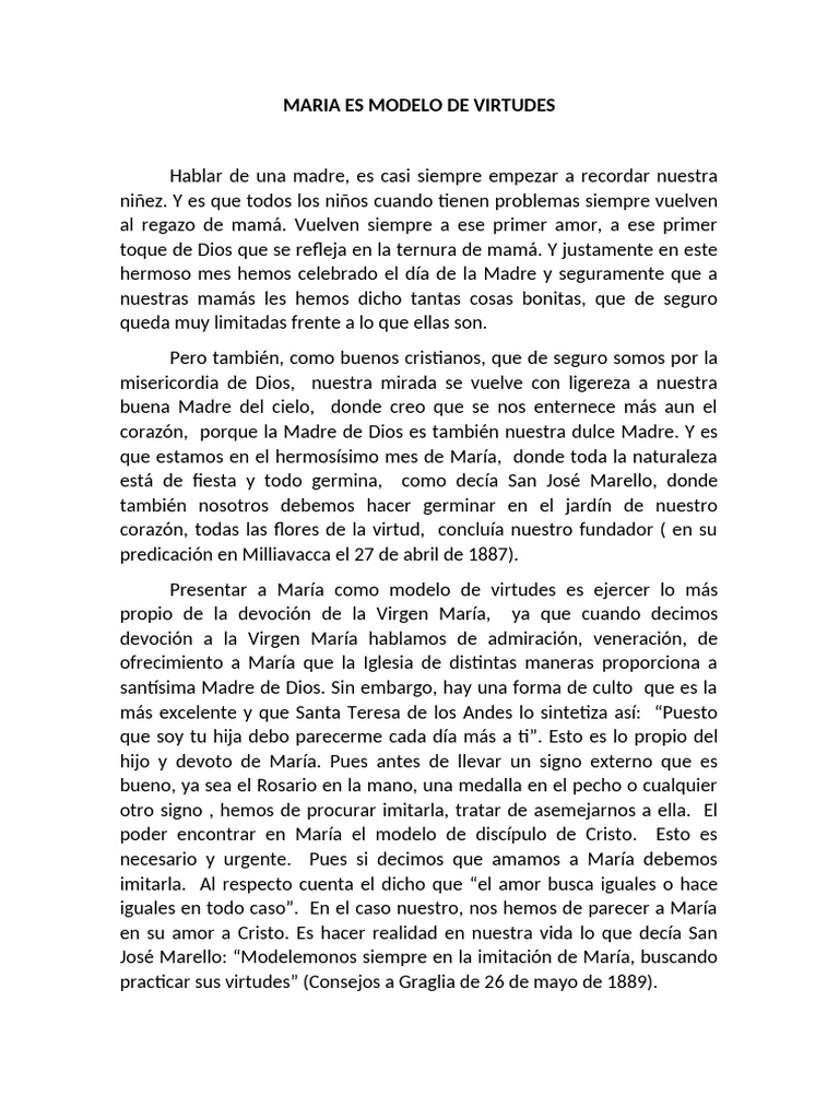 María: Modelo de Virtudes Cristianas | PDF | María, madre de Jesús ...