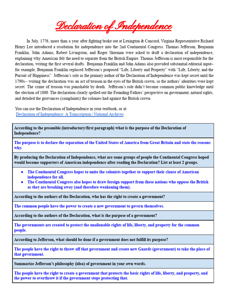 Signers' Sacrifices for Independence | PDF | United States Declaration ...