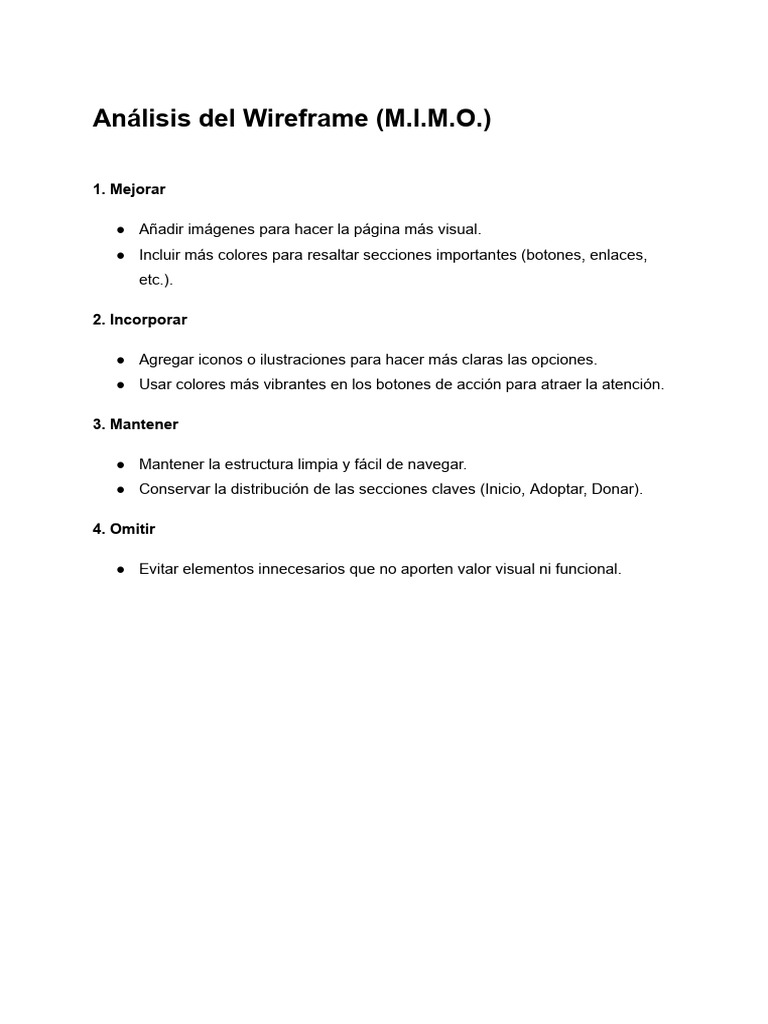 Análisis del Wireframe (M | PDF