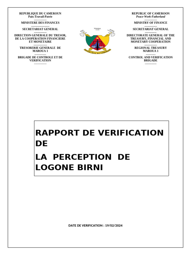 Rapport de Vérification Logone Birni | PDF