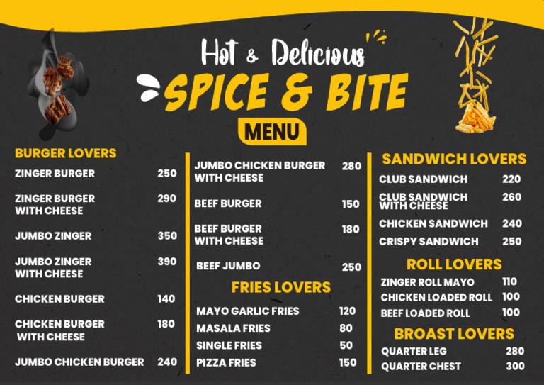 Spice N Bite - Menu | PDF