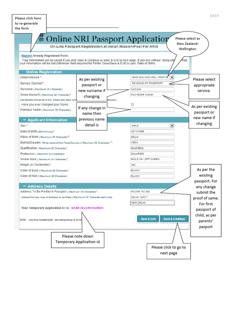 Sample Passport Application Form | PDF