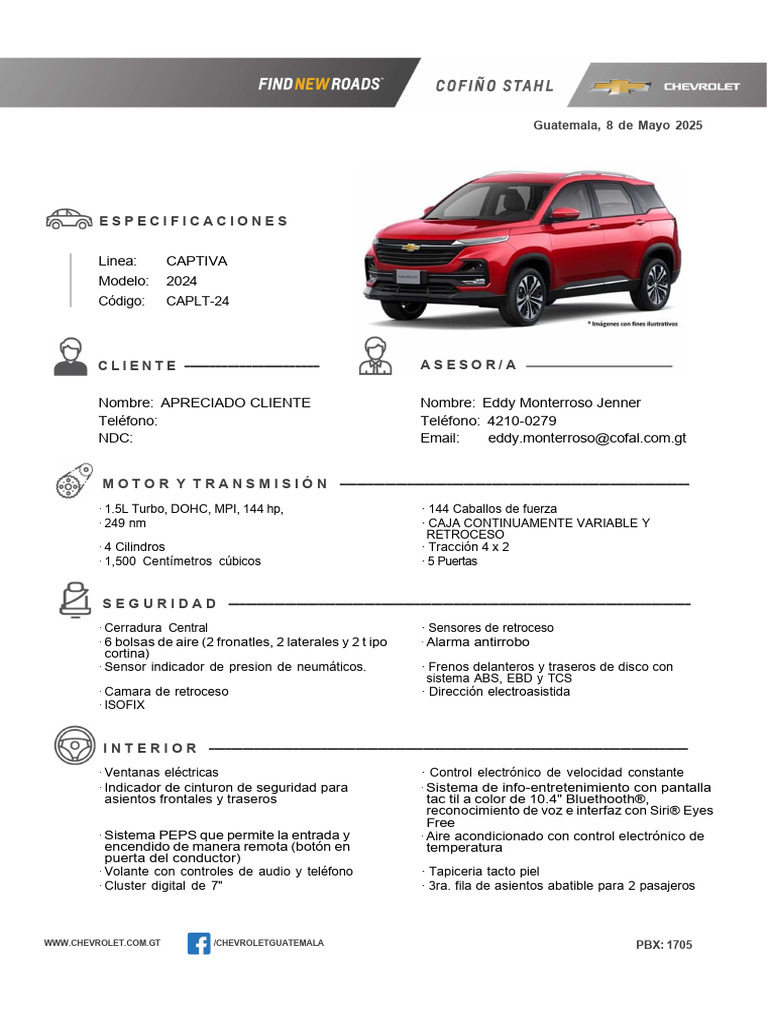 Captiva Unica Version 2024 | PDF | Tecnología de vehículos | Coche