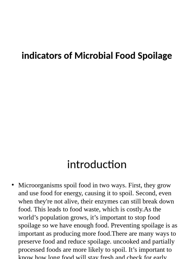 Microbial Indicators of Food Spoilage | PDF | Microorganism | Molecular ...