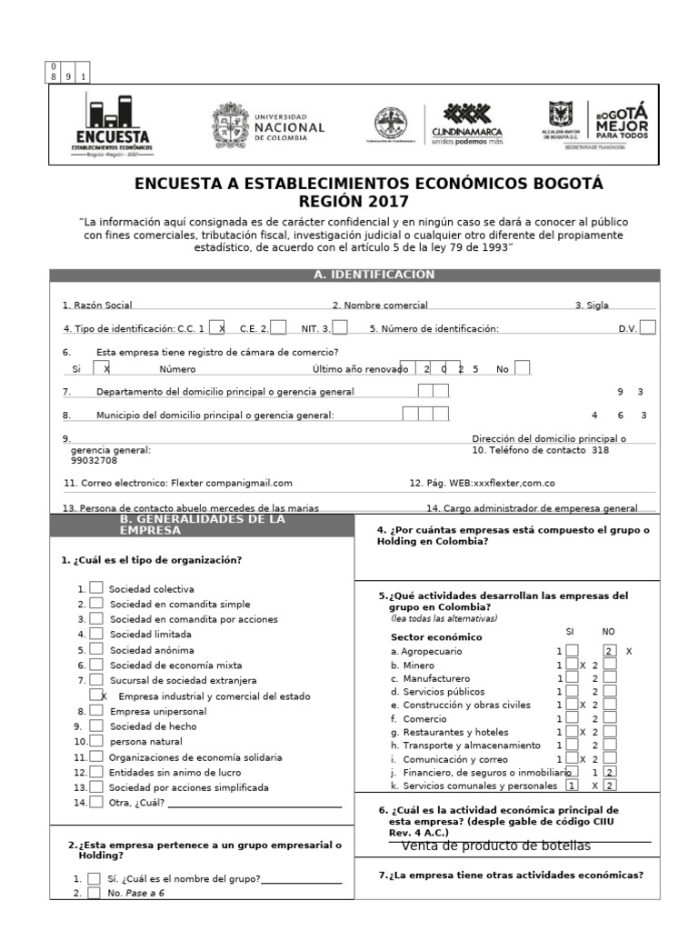 Formulario - Sector - Servicio JR PDF | PDF | Business | Bogotá