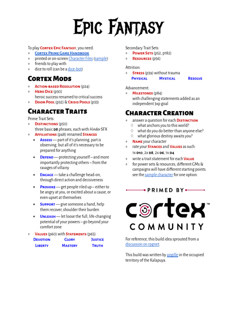 Epic Fantasy Cortex Build | PDF