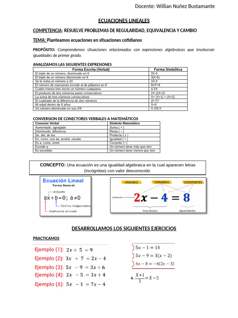 2do - Ecuaciones (Ficha) | PDF | Ecuaciones | Matemática Elemental