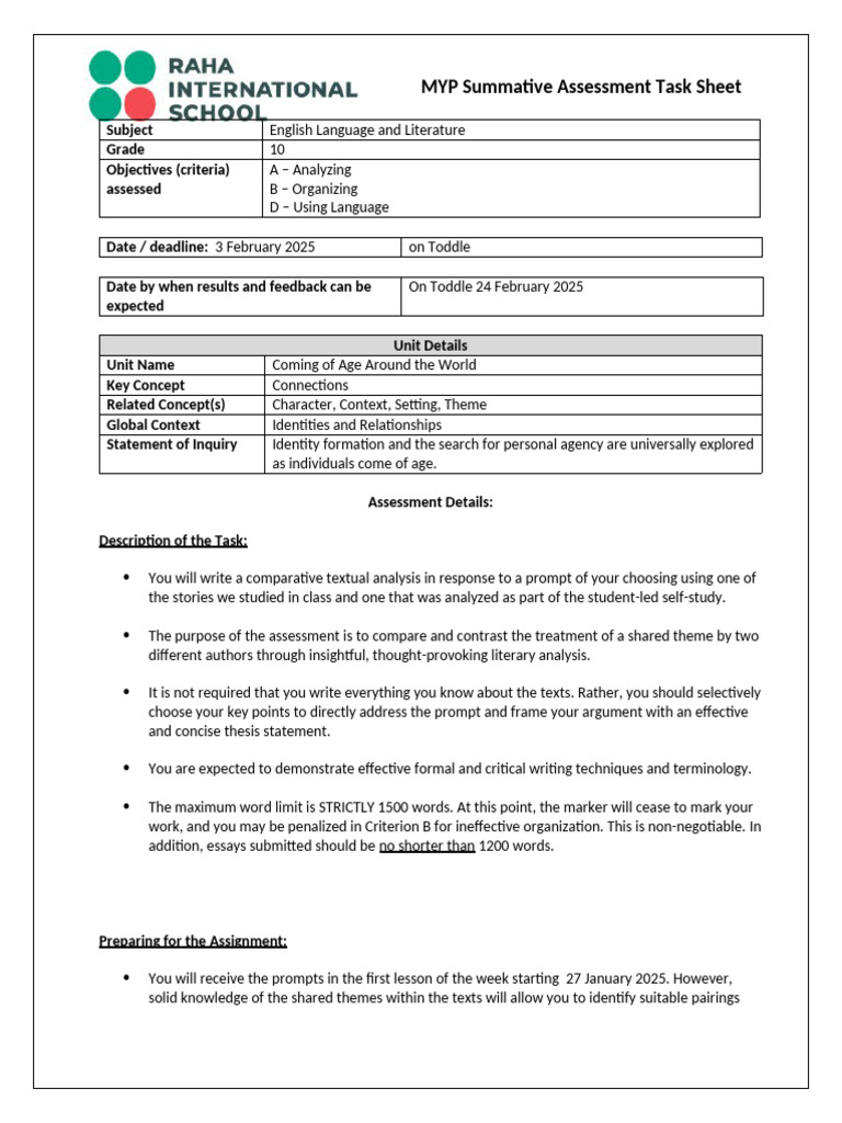COA Summative Task Sheet 2024-25 - | PDF | Essays | Syntax